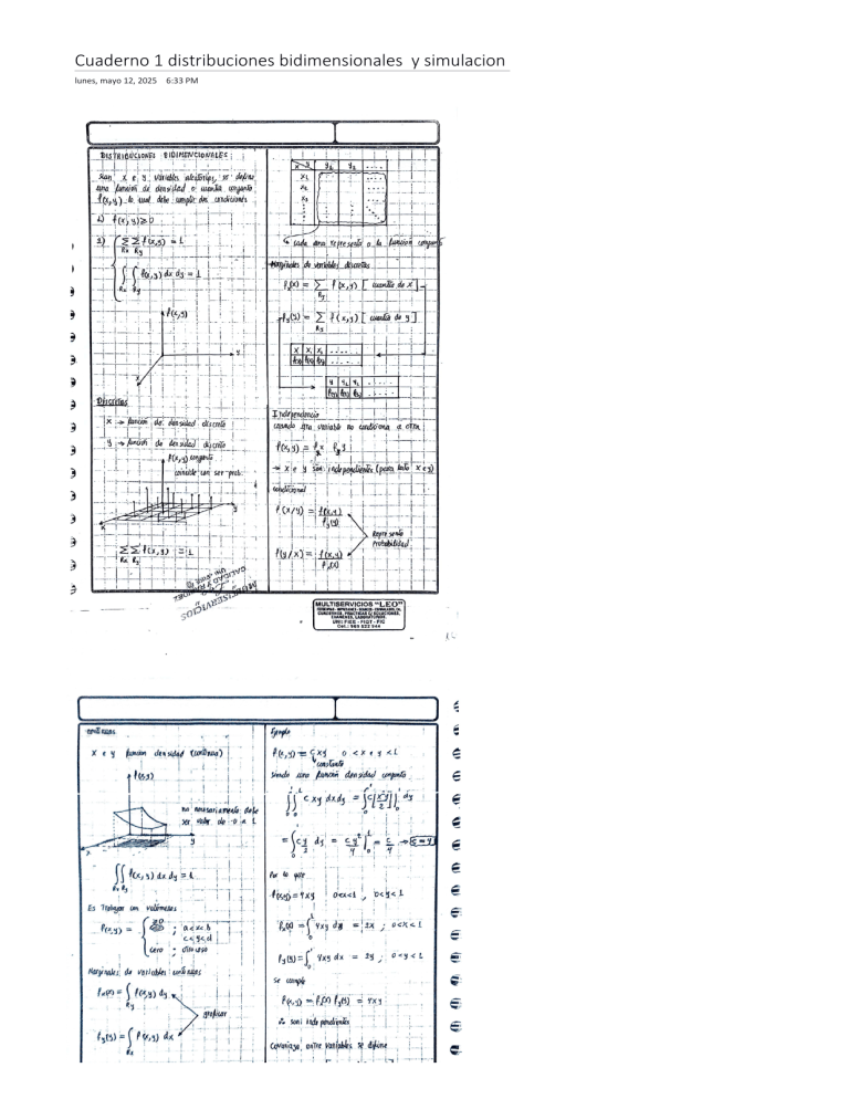 Bidimensional Distributions & Simulation: Probability Notes