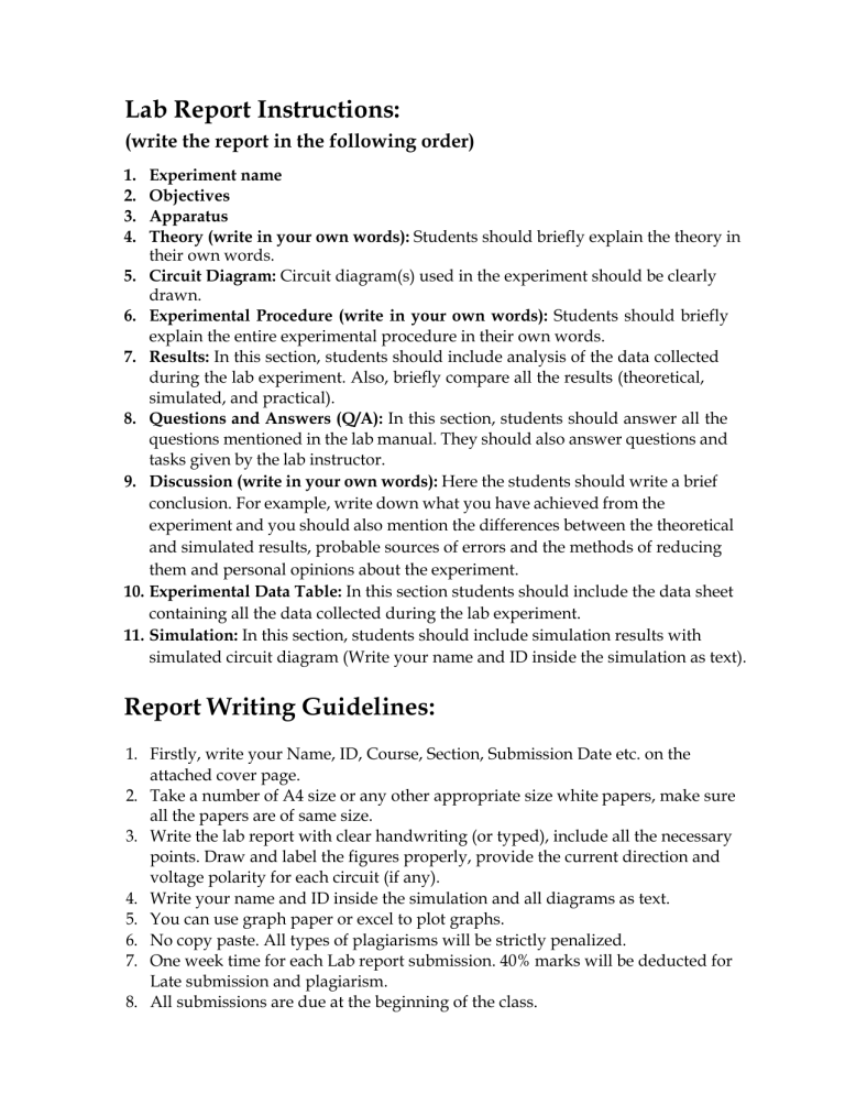 Lab Report Instructions: Format & Guidelines