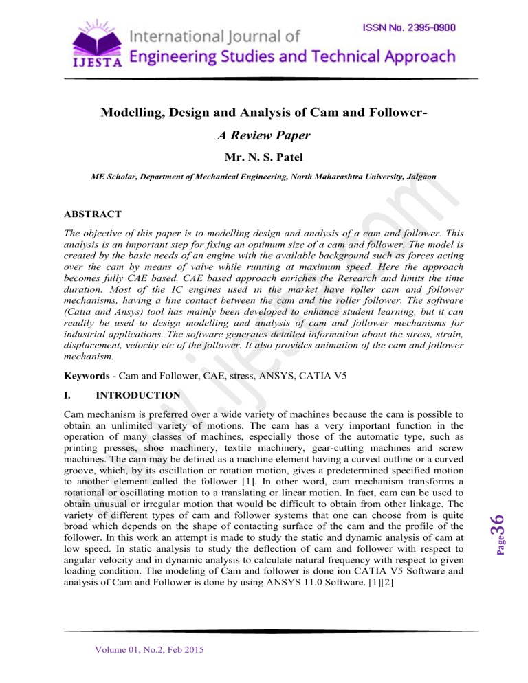 Cam and Follower Design & Analysis: A Review Paper