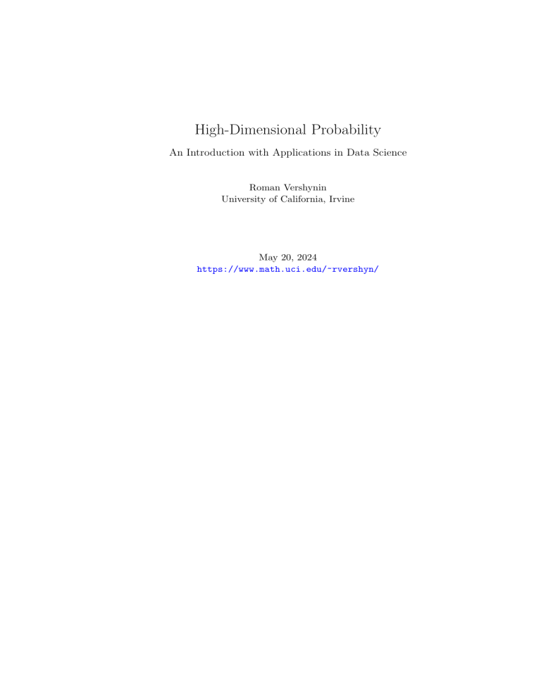 High-Dimensional Probability: Data Science Applications
