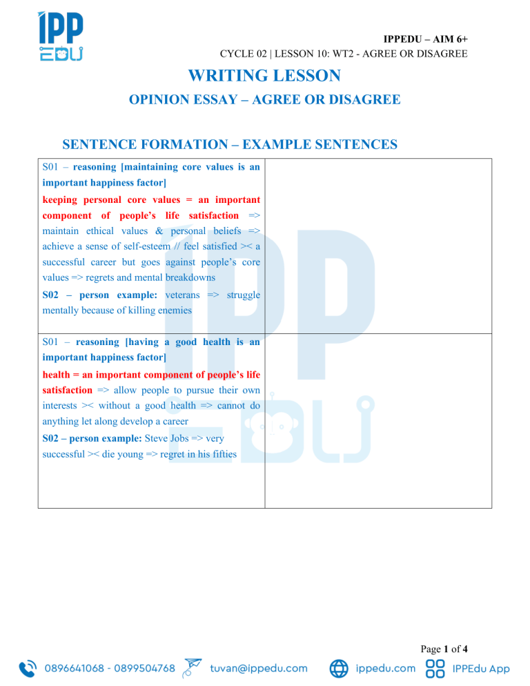 Opinion Essay Writing Lesson: Agree or Disagree