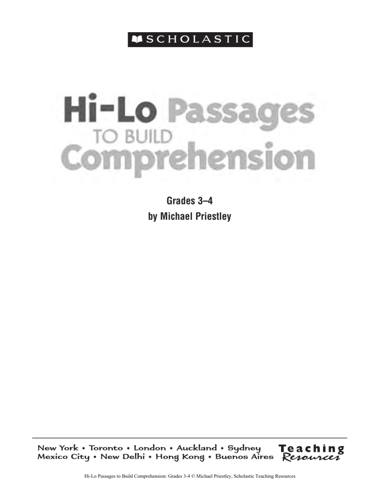 Hi-Lo Passages to Build Reading Comprehension: Grades 3-4