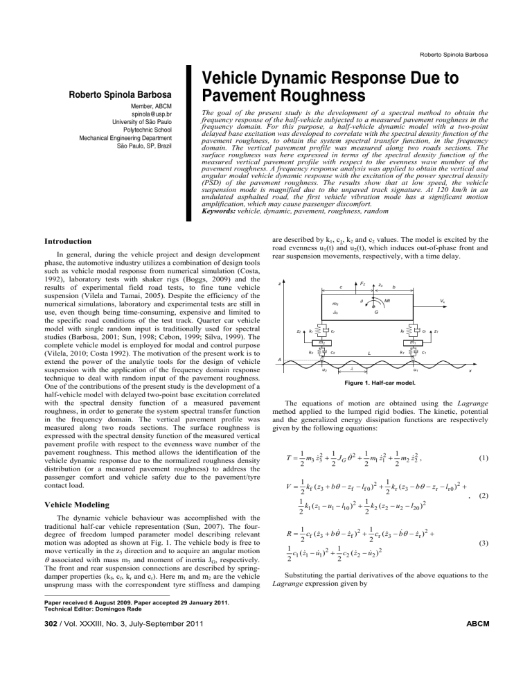 Vehicle Dynamic Response to Pavement Roughness Analysis