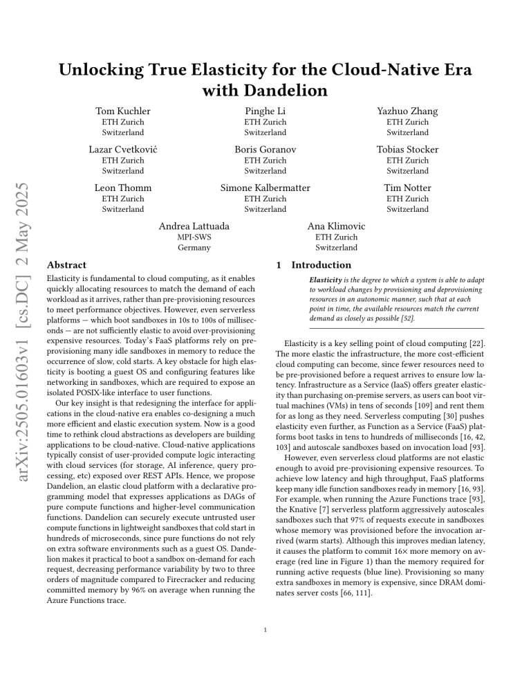 Dandelion: Elastic Cloud Platform for Cloud-Native Applications