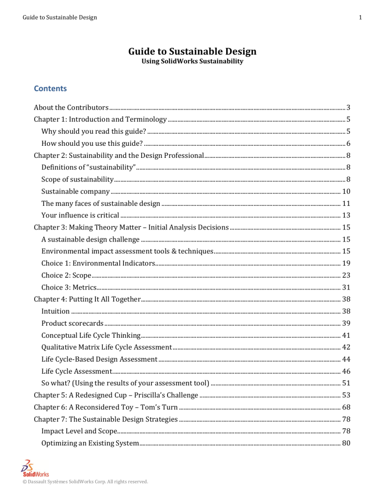 Guide to Sustainable Design Using SolidWorks Sustainability