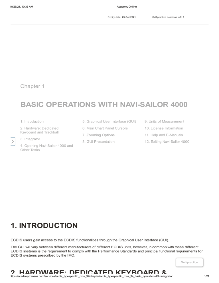 Navi-Sailor 4000 ECDIS Basic Operations Training