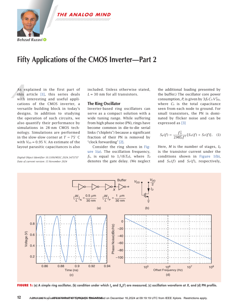 CMOS Inverter Applications: Ring Oscillator Design & Analysis