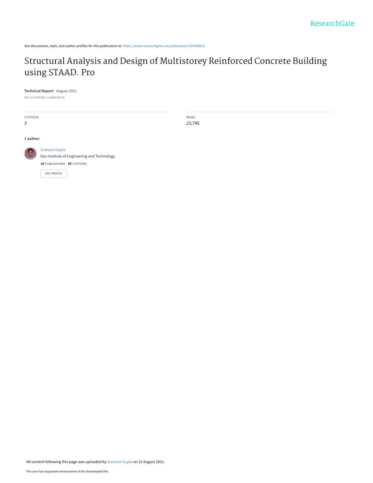 STAAD Pro Building Design: Structural Analysis of Hospital