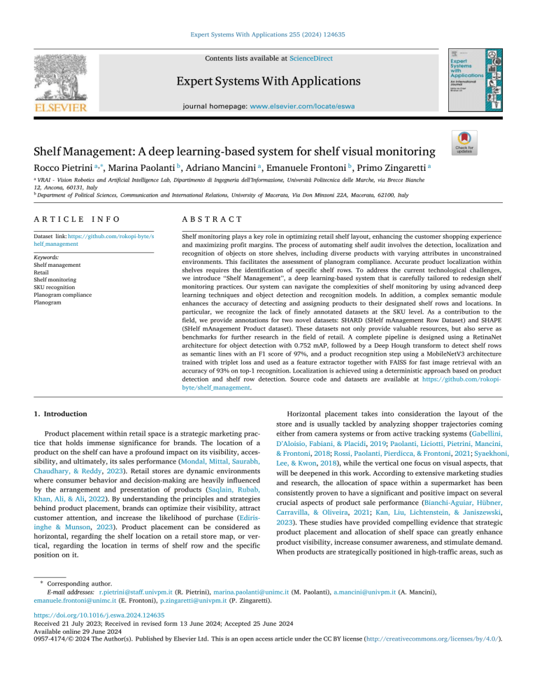 3 - Shelf Management A deep learning-based system for shelf visual ...