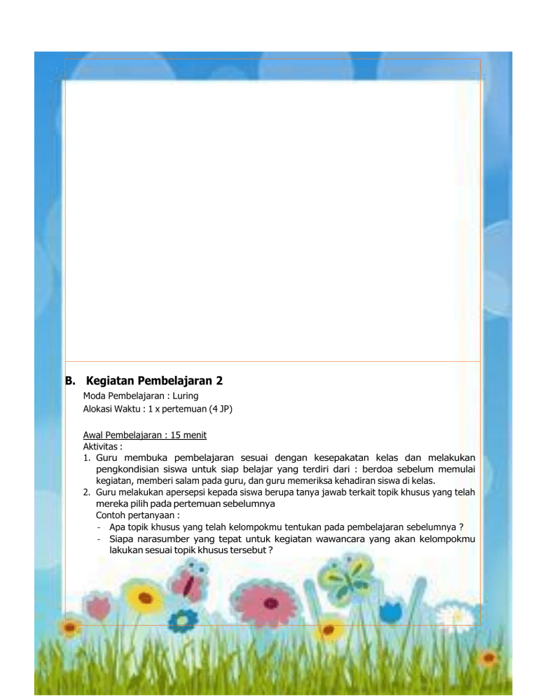 Rencana Pelaksanaan Pembelajaran: Keterampilan Wawancara dengan ADIK SIMBA