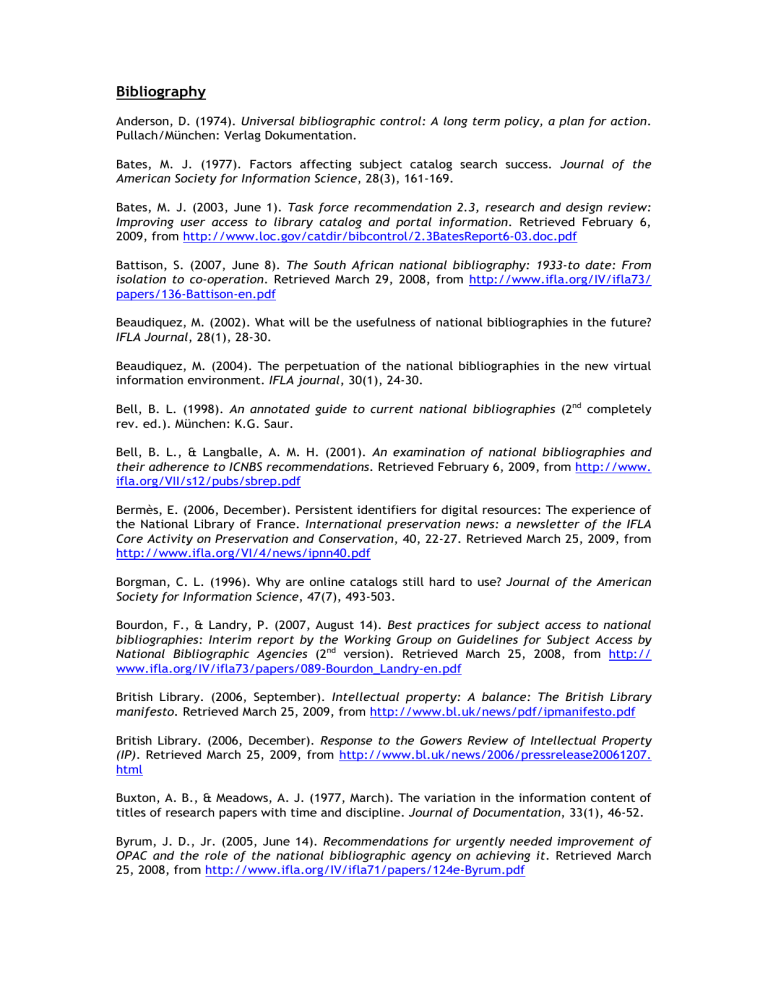 National Bibliographies & Cataloging Resources