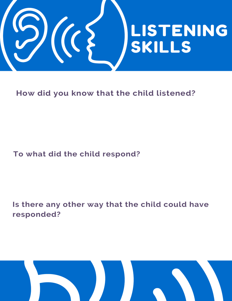 Listening Skills Worksheet: Child Comprehension