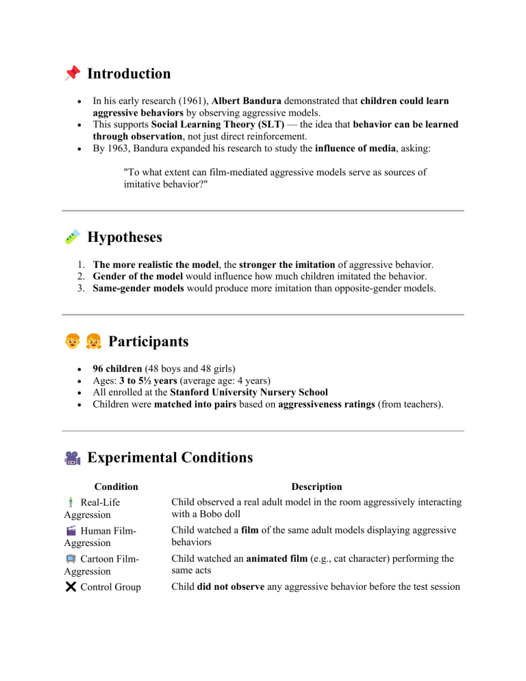 Bandura's Bobo Doll Experiment: Social Learning Theory & Aggression