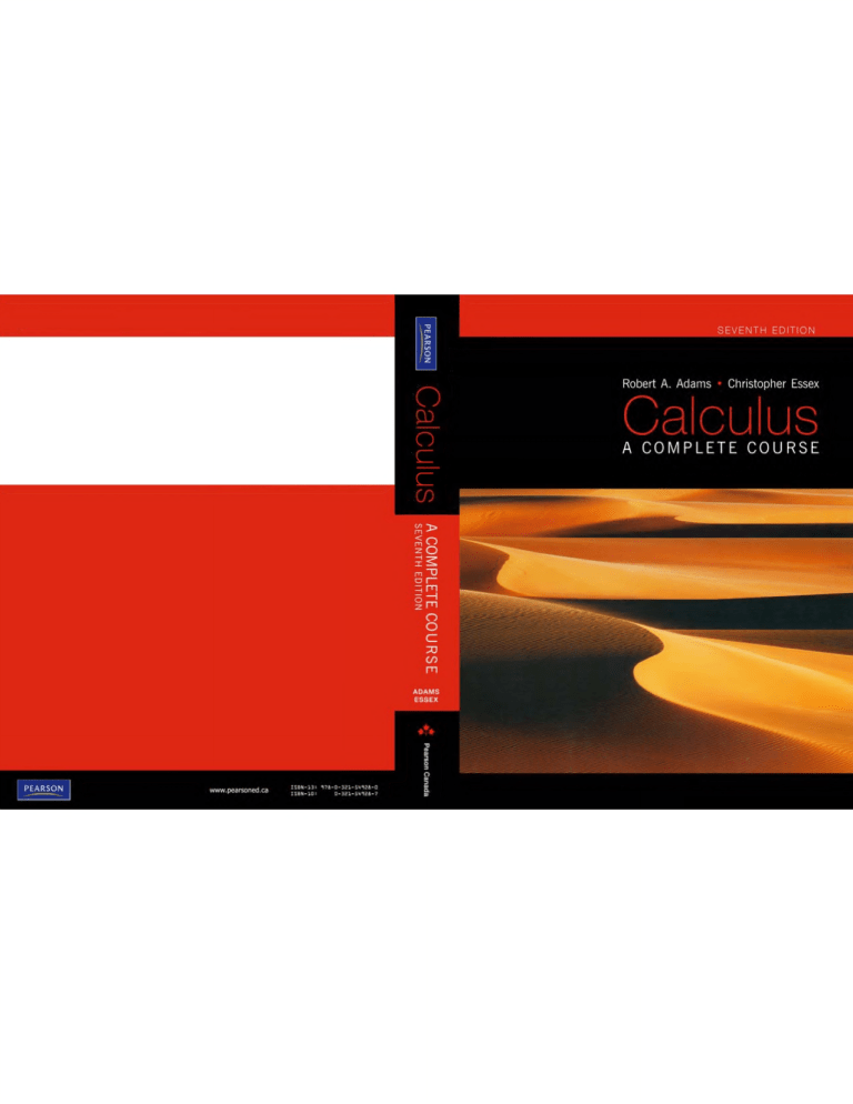 Calculus: A Complete Course Textbook by Adams & Essex, 7th Edition