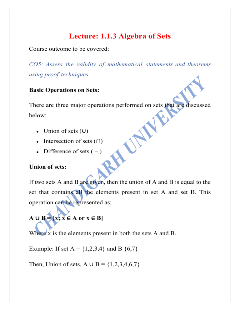 Algebra of Sets: Operations, Laws, Cartesian Product & Duality