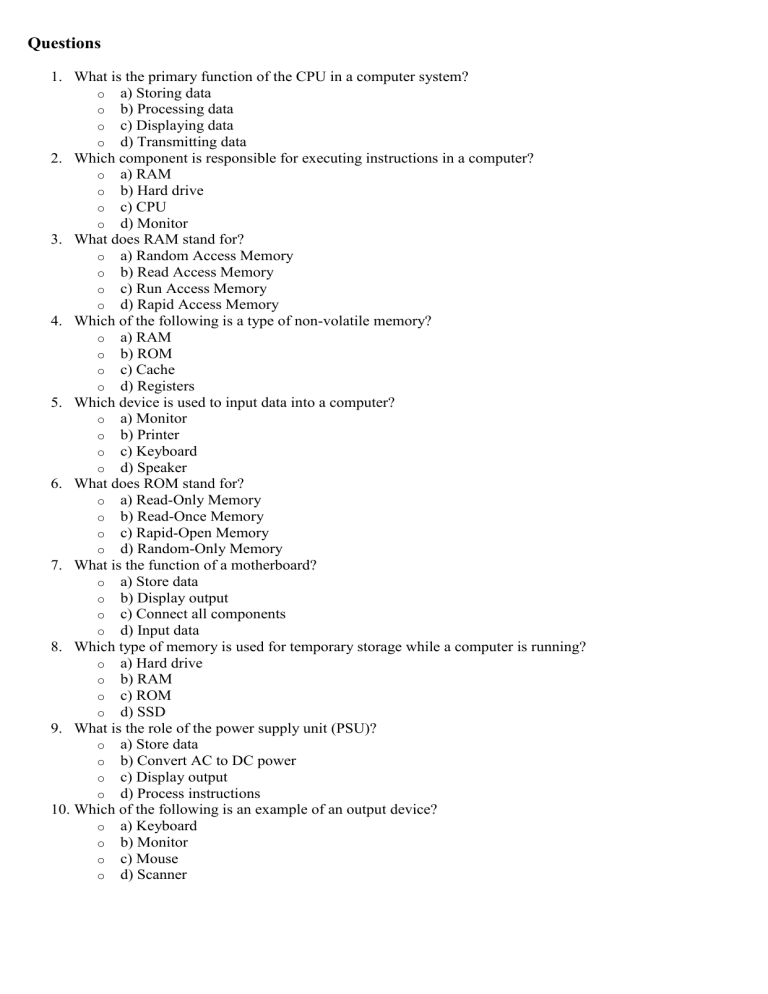 Computer Hardware Quiz: Test Your Knowledge of PC Components