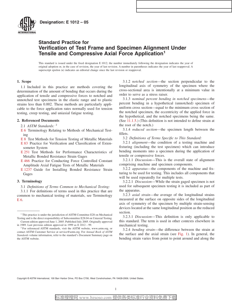 Test Frame & Specimen Alignment Verification (ASTM E 1012)