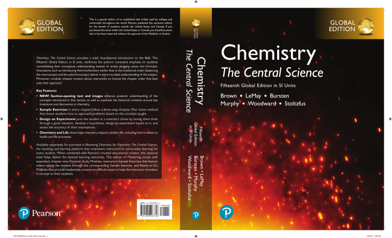 Chemistry The Central Science in SI Units 15th Global Edition