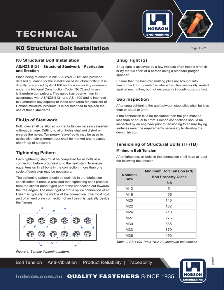 Structural Bolt Installation Guide | AS/NZS 5131 & AS 4100