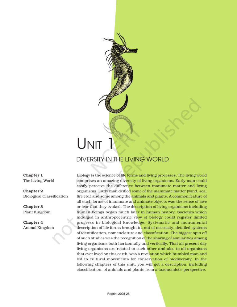 Living World: Diversity, Taxonomy, and Classification