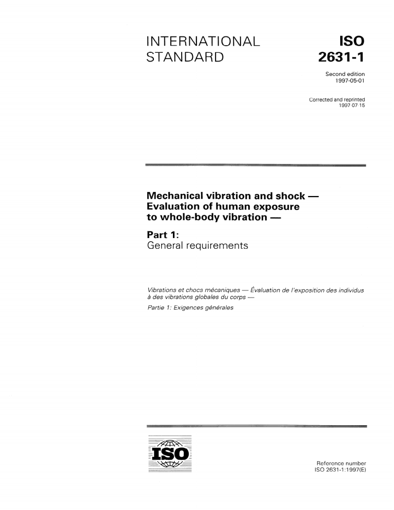 ISO 2631-1: Human Exposure to Whole-Body Vibration - General Requirements