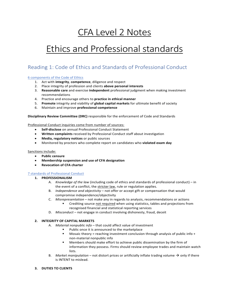 CFA Level 2 Ethics Notes: Code, Standards & Objectivity