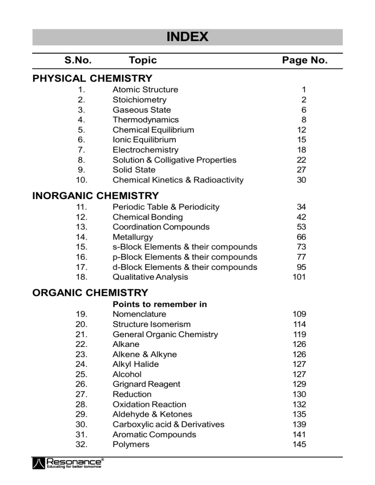Chemistry Study Guide: Physical, Inorganic, Organic Chemistry Notes