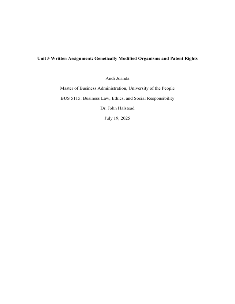 GMOs & Patent Rights: Ethical Considerations & Licensing