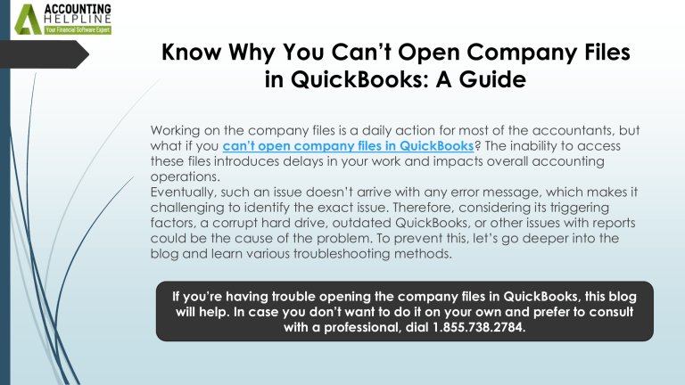 QuickBooks: Can't Open Company Files? Troubleshooting Guide