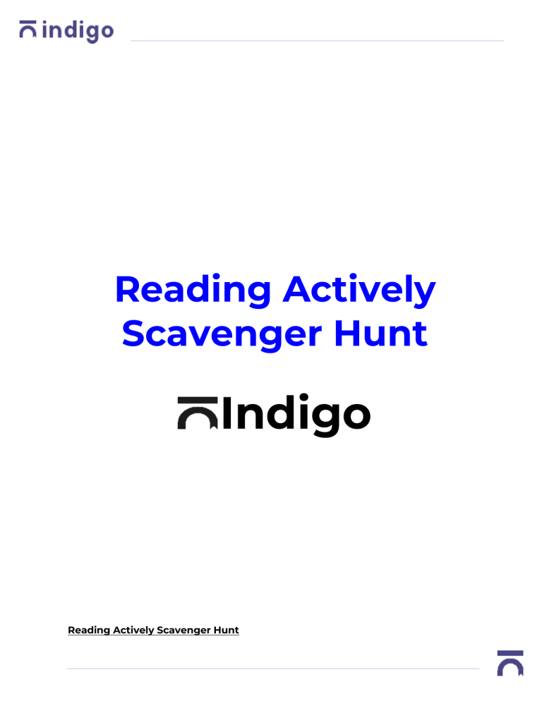 Reading Actively Scavenger Hunt Worksheet