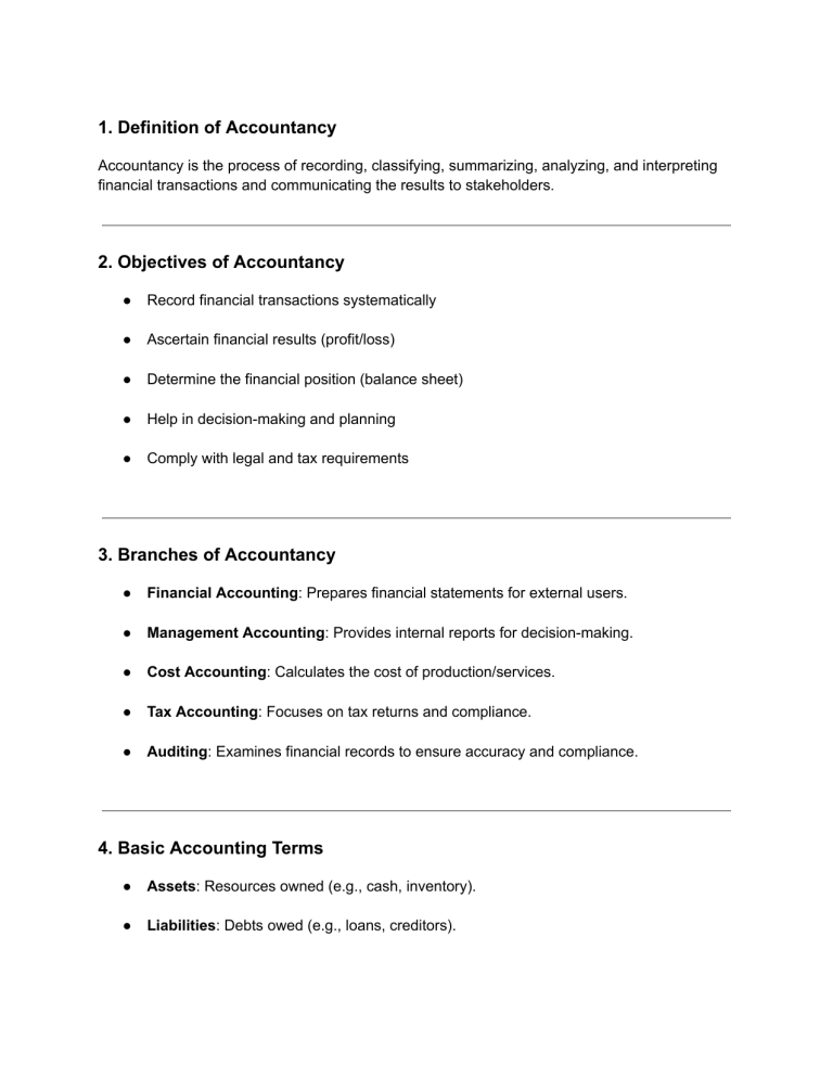 Accountancy Basics: Definitions, Objectives, Branches & Principles