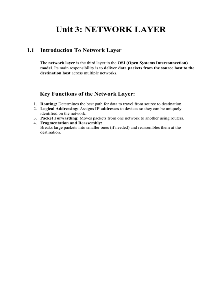 Network Layer: OSI Model, Functions, Routing & IP Addressing