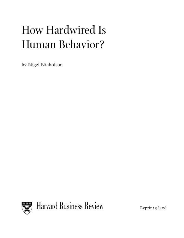 Evolutionary Psychology: How Hardwired Is Human Behavior?