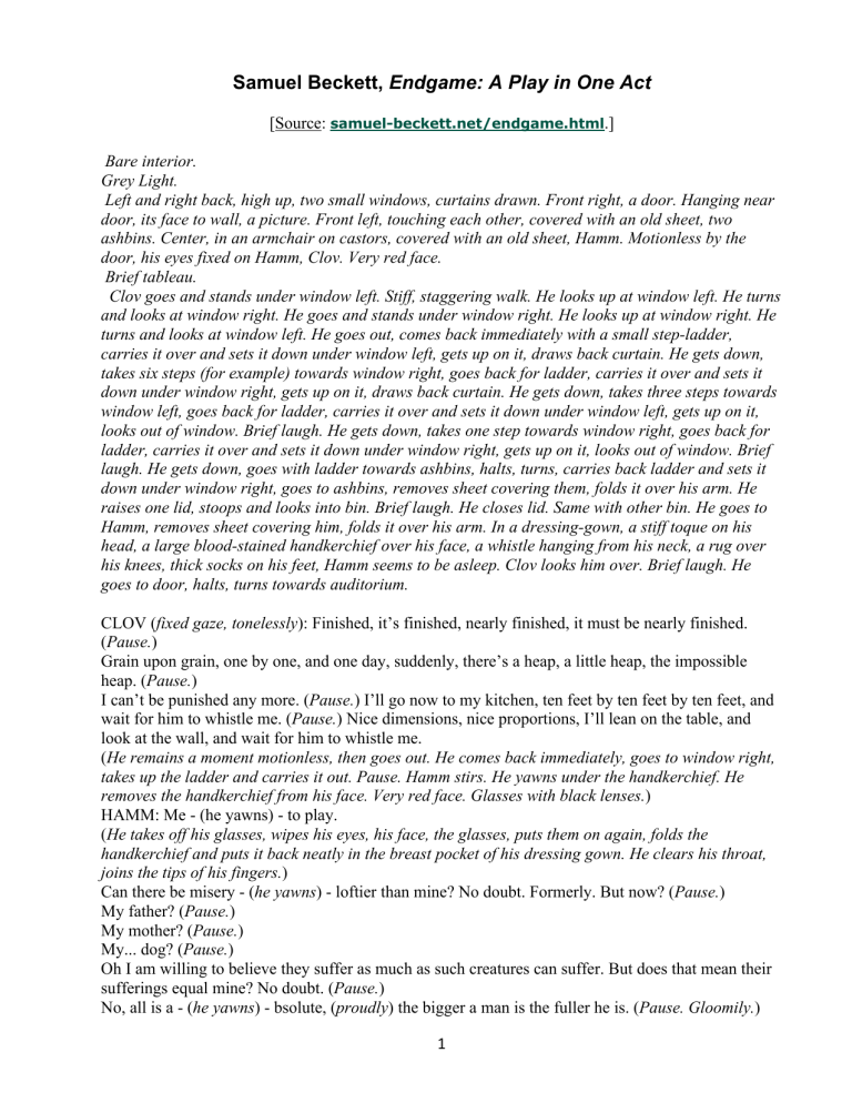 Samuel Beckett's Endgame: A Play Script