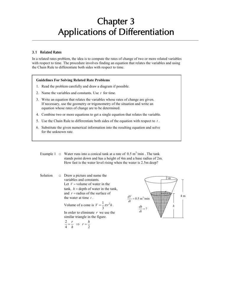 Applications of Differentiation: Related Rates & Kinematics