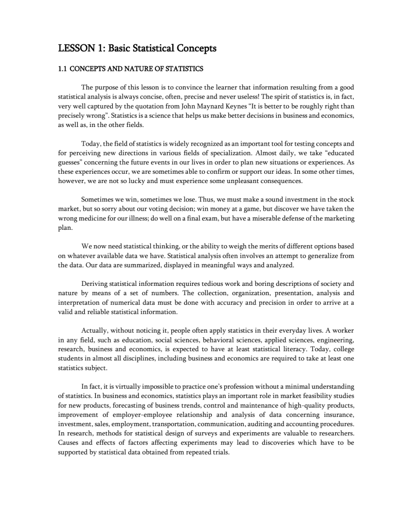 Basic Statistical Concepts: Introduction to Statistics & Data Types