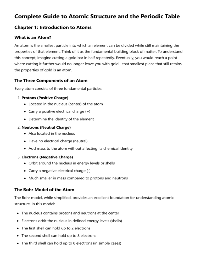 Atomic Structure & Periodic Table Guide