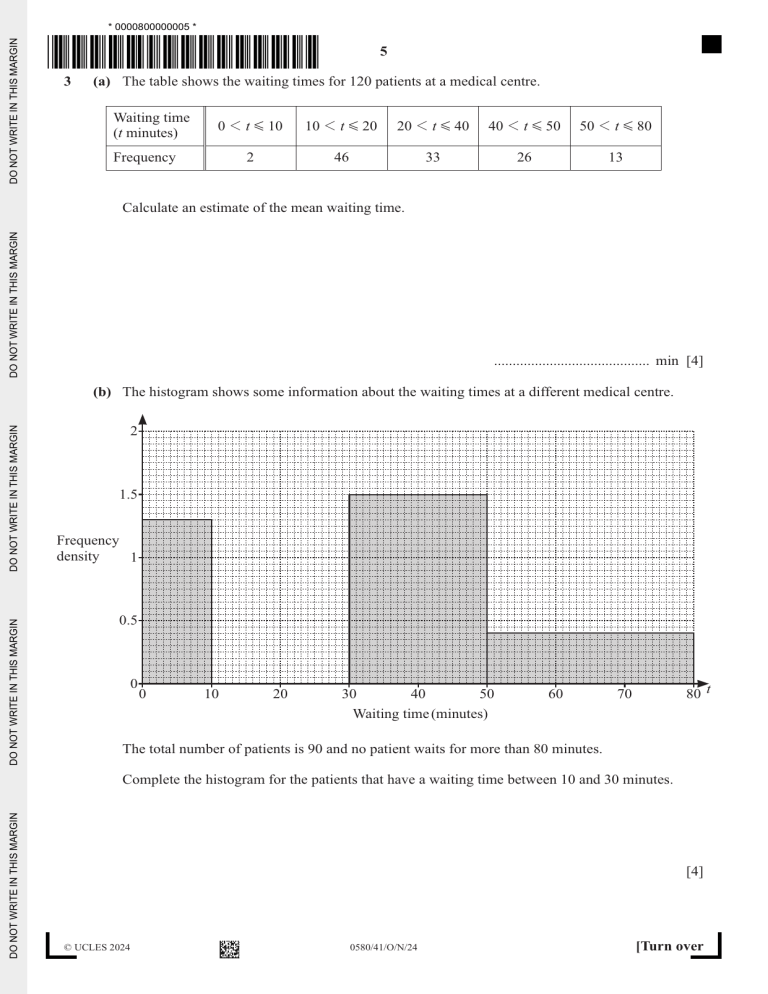 Statistics Exam: Mean & Histograms