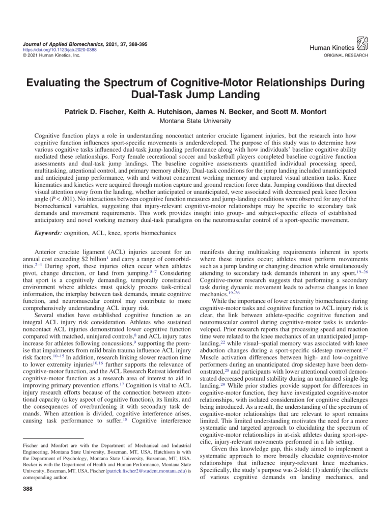 Cognitive-Motor Relationships in Dual-Task Jump Landing