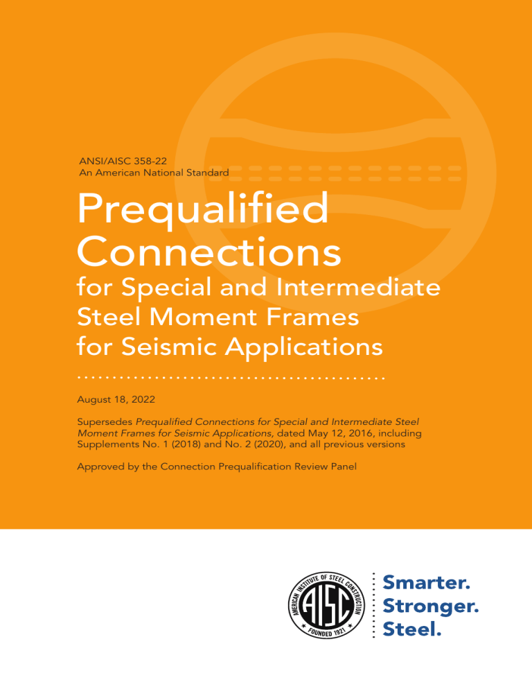 AISC 358-22: Prequalified Steel Moment Frame Connections for Seismic Design