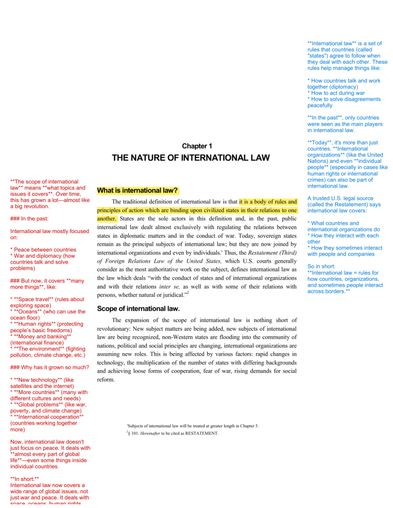 International Law: Nature & Scope - Textbook Chapter