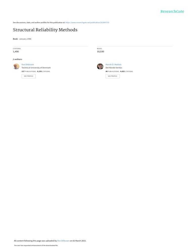 Structural Reliability Methods: Probabilistic Design & Safety Analysis