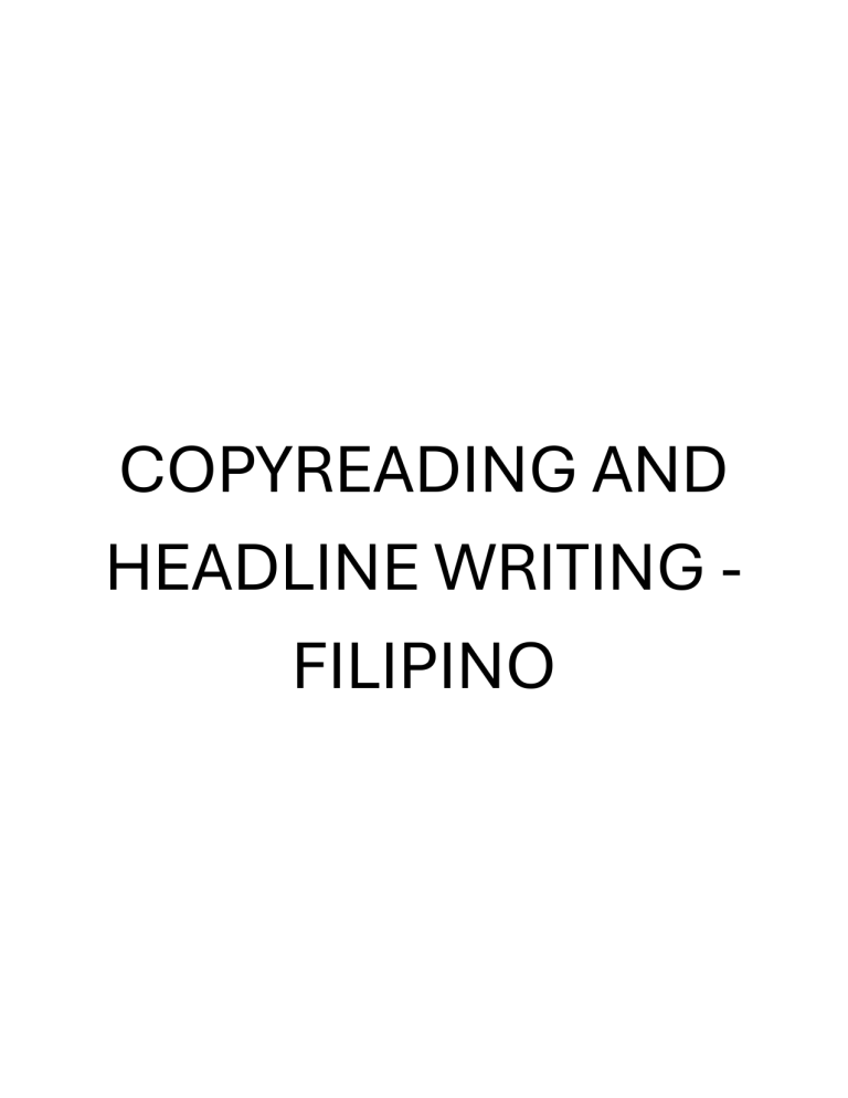 Copyreading & Headline Writing: Filipino & English Manual