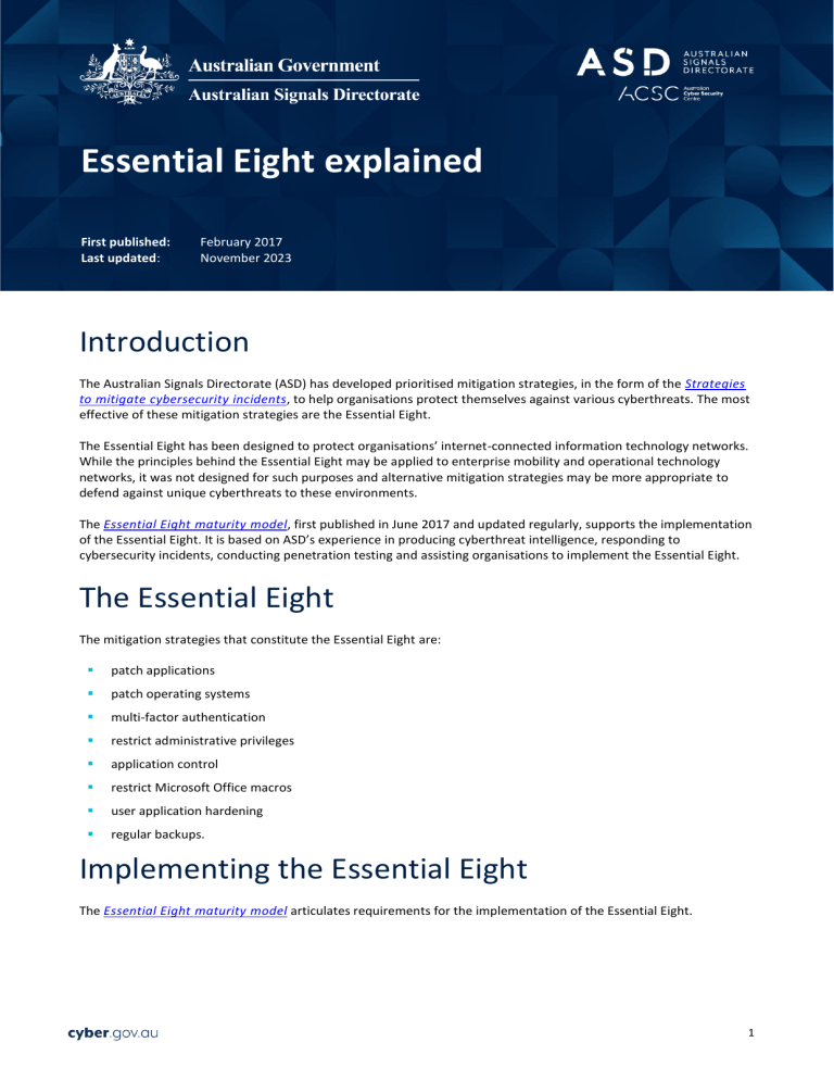 Essential Eight Explained: ASD Cybersecurity Mitigation Strategies