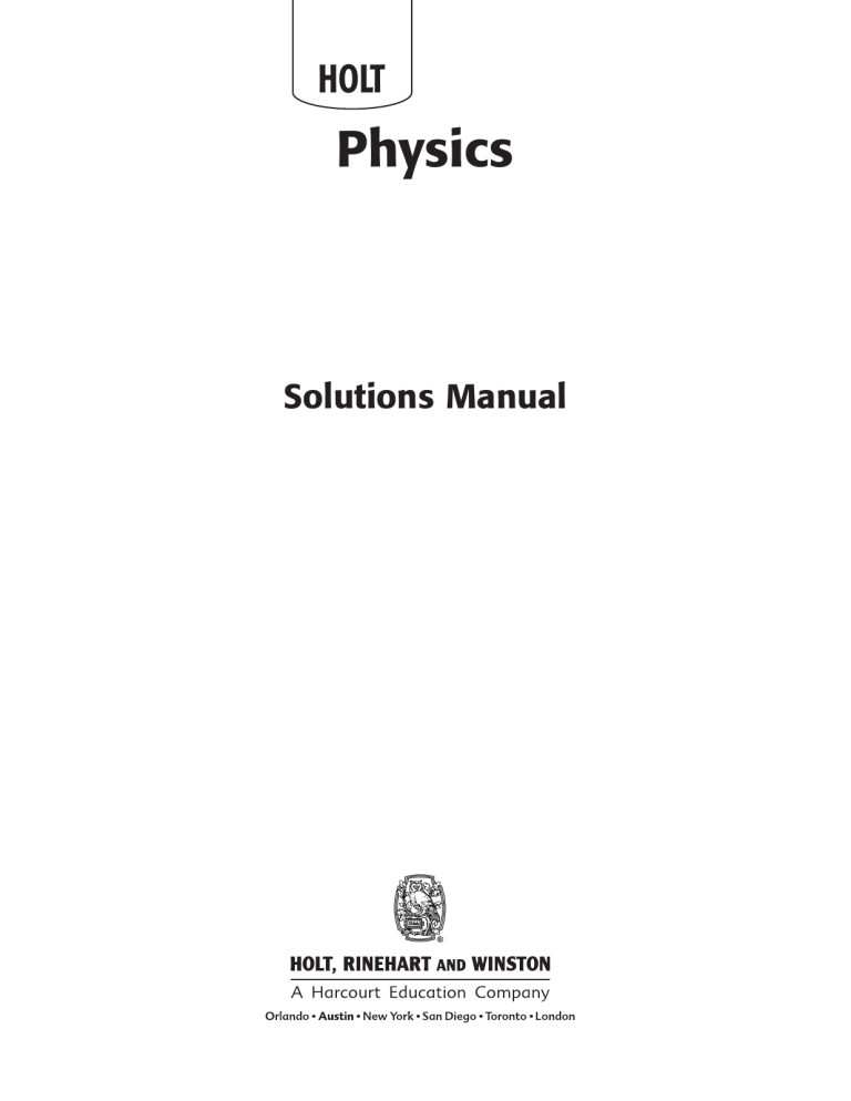 Holt Physics Teacher's Solutions Manual - Comprehensive Answers
