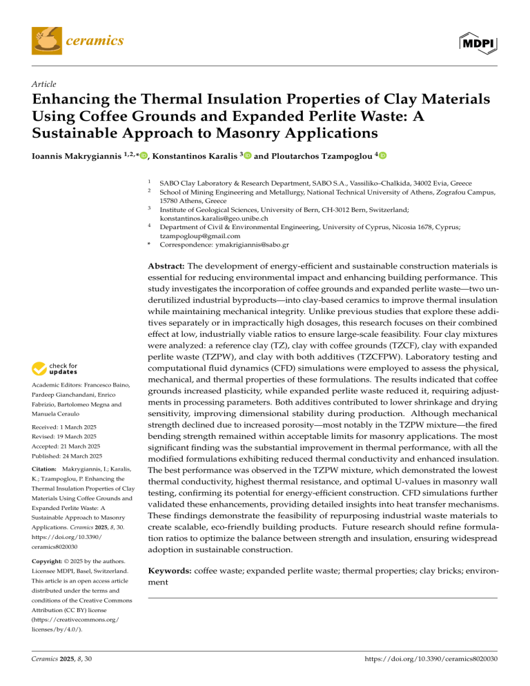 Enhancing Thermal Insulation in Clay Bricks with Coffee Grounds ...