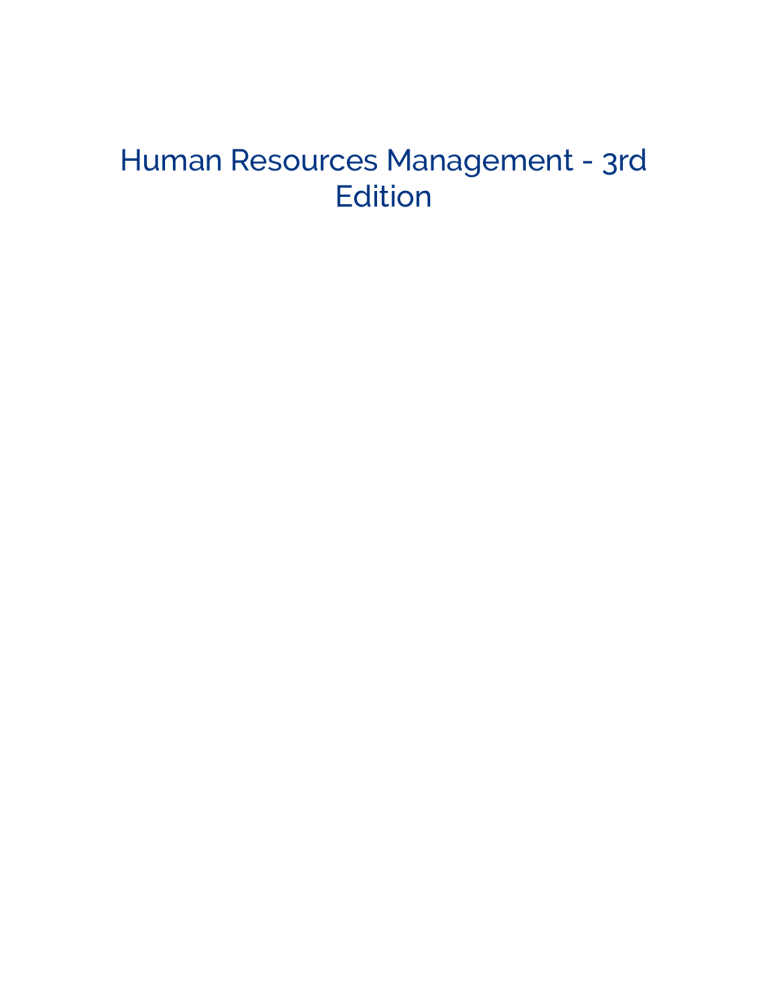 Human Resources Management: 3rd Edition Textbook