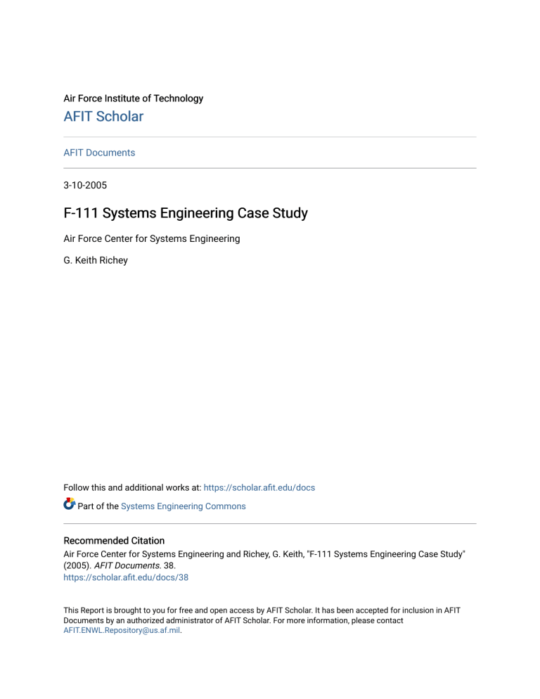 F-111 Systems Engineering Case Study | AFIT Scholar