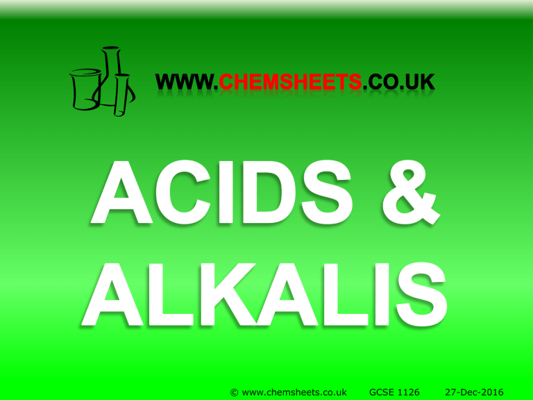 Acids, Bases & Alkalis: GCSE Chemistry Worksheet