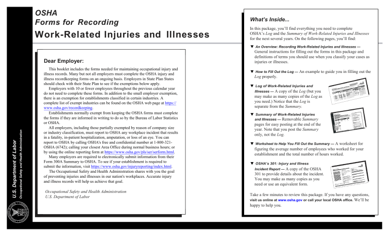 OSHA Forms for Recording Work-Related Injuries & Illnesses Guide